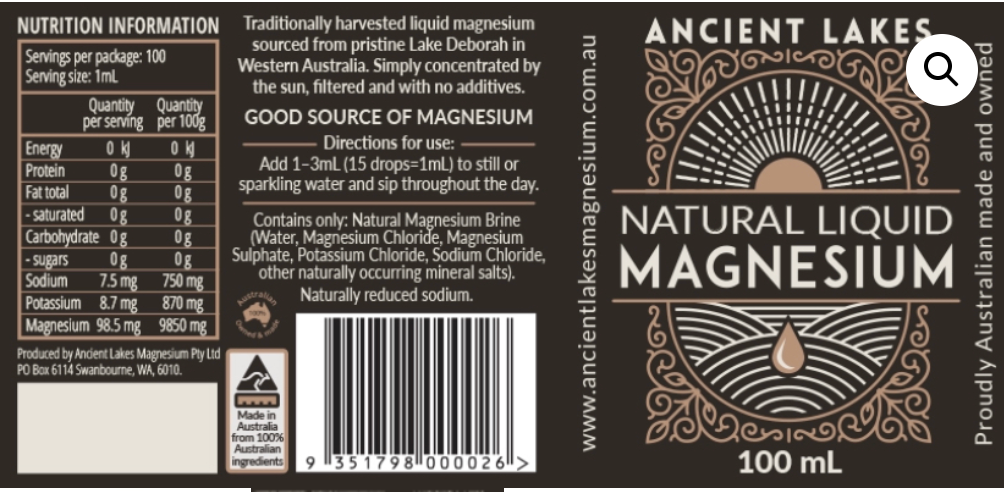 Natural Liquid Highly Concentrated Magnesium 95ml – Australian Pure ...